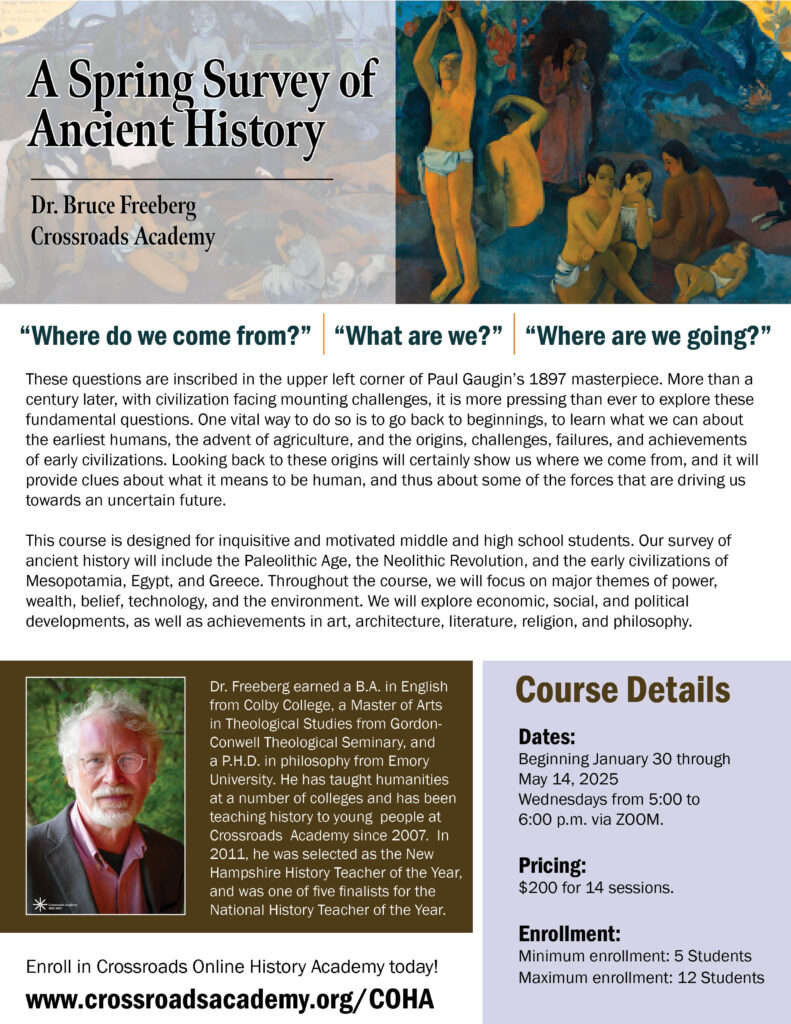 Online History Class Flyer to Hang - Crossroads Academy
